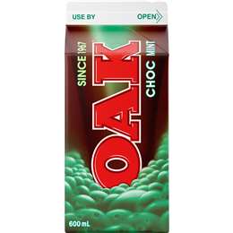 Oak Choc Mint Flavoured Milk 600ml | Woolworths