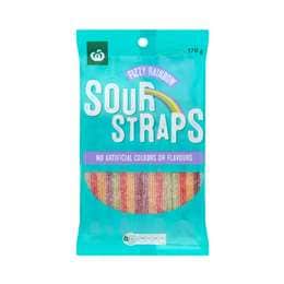 Woolworths Sour Straps Fizzy Rainbow 170g | Woolworths