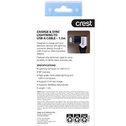 Crest Lightning To Usb-a 1.5m Ultra Durable Cable Each | Woolworths