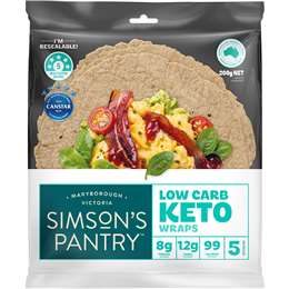 Simson's Pantry Low Carb Keto Friendly Wraps 5 Pack | Woolworths