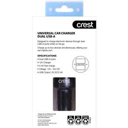 Crest Universal Car Charger Dual Usb-a Each | Woolworths