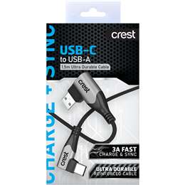 Crest Usb-c To Usb-a 1.5m Ultra Durable Cable Each | Woolworths