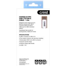 Crest Usb-c To Usb-a 1.5m Superspeed Cable Each | Woolworths