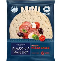 Simson's Pantry Mini Pizza Bases Plain 6 Pack | Woolworths