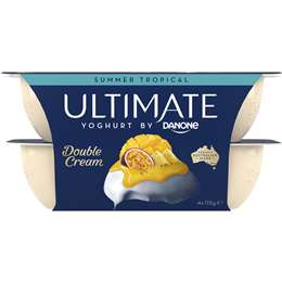 Ultimate Danone Double Cream Yoghurt Summer Tropical 115g X 4 Pack | Woolworths