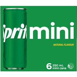 Sprite Lemonade Soft Drink Mini Cans 250ml X 6 Pack | Woolworths
