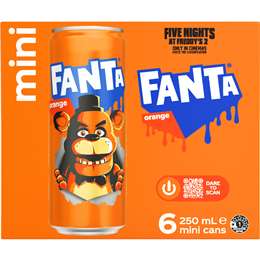Fanta Orange Soft Drink Mini Cans 250ml X 6 Pack | Woolworths