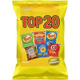 Thins Top 20 Variety Multipack Chips 20 Pack 375g | Woolworths