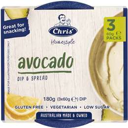 Chris' Homestyle Dips Avocado 3 X 60g | Woolworths