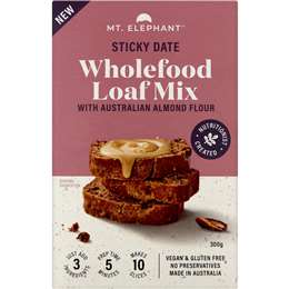 Mt Elephant Sticky Date Whole Food Loaf Mix 300g | Woolworths