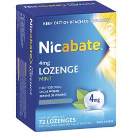 Nicabate Quit Smoking Lozenges 4mg 72 Pack | Woolworths