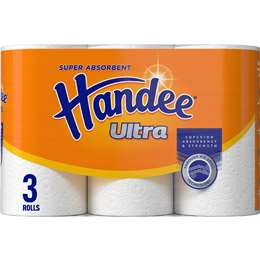 Handee Ultra Paper Towel White 2 Ply 180 Sheets 3 Pack | Woolworths