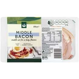 Woolworths Middle Bacon 250g | Woolworths