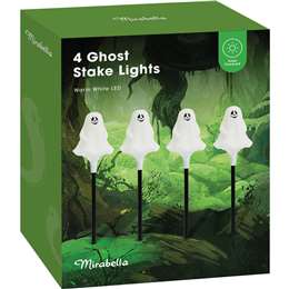 Mirabella Halloween Solar Powered Garden Stake Lights Ghost 4 Pack ...