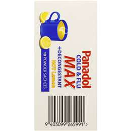 Panadol Paracetamol Cold + Flu Plus Decongestant Hot Lemon Drink 10 ...