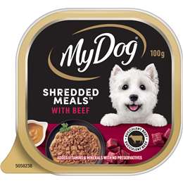 My Dog Shredded Meals Beef Wet Dog Food 100g | Woolworths