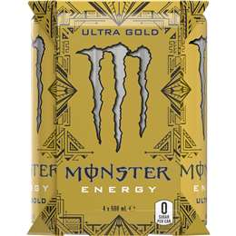 Monster Energy Ultra Gold Cans 500ml X 4 Pack | Woolworths