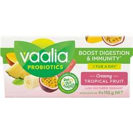 Vaalia Probiotics Yoghurt Tropical Fruit 4 Pack | Woolworths