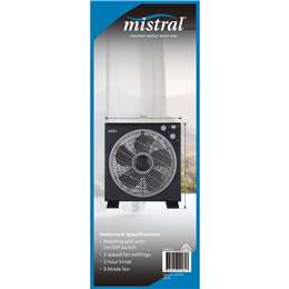Mistral Box Fan 30cm Black Each | Woolworths