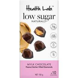 Health Lab Low Sugar Mylk Chocolate Diamonds Peanut Butter 150g ...