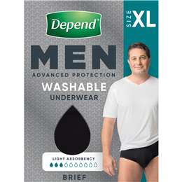 Depend Men's Washable Underwear Light Absorbency Size X Large Each ...
