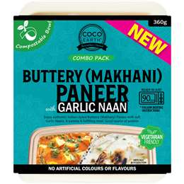 Coco Earth Buttery Makhani Paneer With Garlic Naan 360g | Woolworths