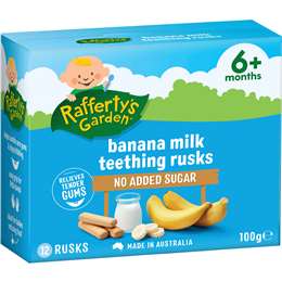 Rafferty's Garden Baby Food Banana Milk Teething Rusks 6+ Months 100g ...