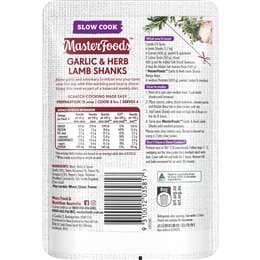 Masterfoods Garlic & Herb Lamb Shanks Slow Cook Recipe Base 175g ...