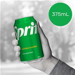 Sprite Lemonade Soft Drink Cans 375ml X24 Pack | Woolworths
