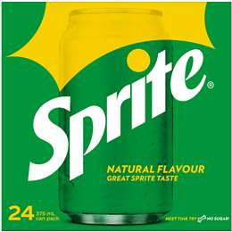 Sprite Lemonade Soft Drink Cans 375ml X24 Pack | Woolworths