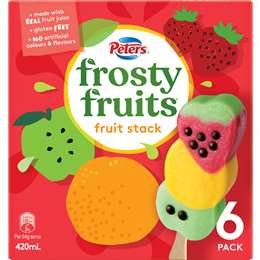 Peters Frosty Fruits Fruit Stack Ice Blocks 6 Pack | Woolworths