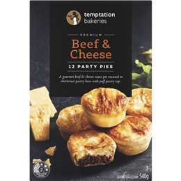 Temptation Bakeries Beef & Cheese Party Pies 12 Pack | Woolworths