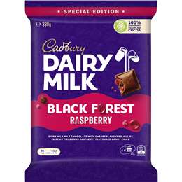 Cadbury Dairy Milk Black Forest Raspberry Chocolate Block 330g | Woolworths