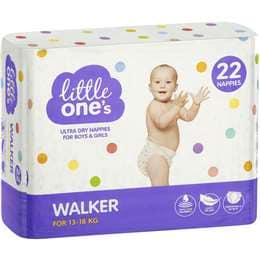 Little One's Ultra Dry Nappies Walker 13-18kg Boys & Girls 22 Pack ...