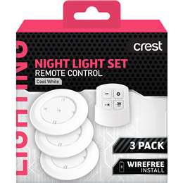 Crest Night Light Set Remote Control Cool White 3 Pack | Woolworths