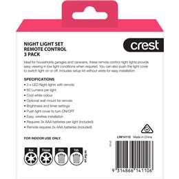 Crest Night Light Set Remote Control Cool White 3 Pack | Woolworths