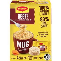 Maggi Mug Noodles Beef Flavour 4 Pack 232g | Woolworths