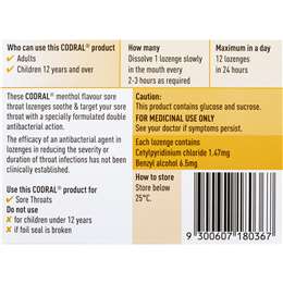 Codral Antibacterial Throat Lozenges Soothing Menthol 16 Pack | Woolworths