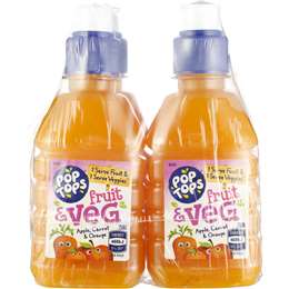 Pop Tops Fruit & Veg Juice Apple Carrot & Orange 4x250ml | Woolworths