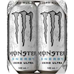 Monster Energy Ultra Multipack Cans 500ml X4 Pack | Woolworths