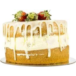 Fresh Cream & Strawberry Sponge Drip Cake Each | Woolworths