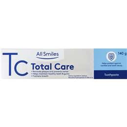 All Smiles Total Care Toothpaste 140g | Woolworths