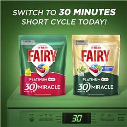 Fairy Platinum Plus 30 Minute Miracle Dishwasher Capsules 65 Pack ...