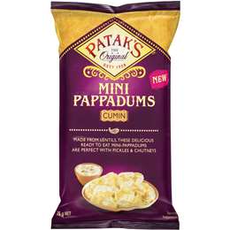 Patak's Ready To Eat Pappadum Mini Cumin 75g 6pk | Woolworths