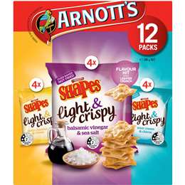 Arnott's Shapes Light & Crispy 12 Pack | Woolworths