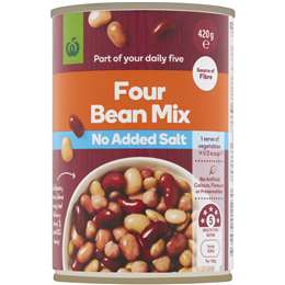 Woolworths Four Bean Mix No Added Salt Can 420g | Woolworths