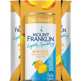 Mount Franklin Lightly Sparkling Water Mango Multipack Mini Cans 250ml X4 Pack | Woolworths