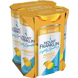 Mount Franklin Lightly Sparkling Water Mango Multipack Mini Cans 250ml X4 Pack | Woolworths