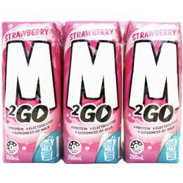 M2go Flavoured Milk Strawberry 6x250ml | Woolworths