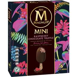 Magnum Mini Ice Cream Raspberry Choc Truffle 6 Pack 360ml | Woolworths